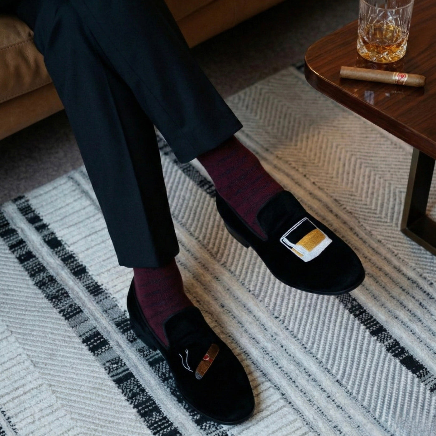 Savor Velvet Loafers | Cigar Whiskey Slippers by May Anthony